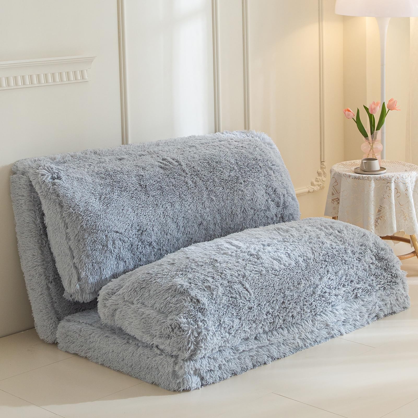 MAXYOYO Bean Bag Bed Floor Bed, Faux Fur Floor Sofa Floor Chairs for ...