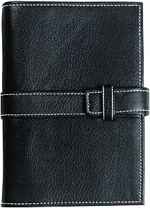 Day-Timer Black Pebble Grain Leather Planner Starter Set, Slip Tab ...