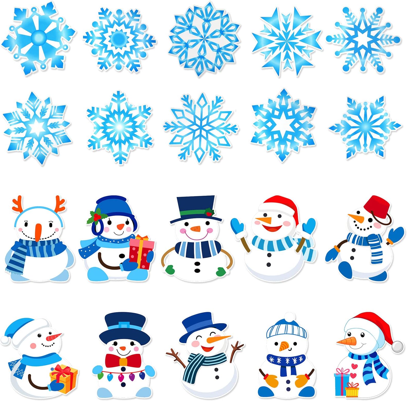 Amazon.com: 80 Pieces Winter Cutouts Snowmen Snowflake Cut Outs ...