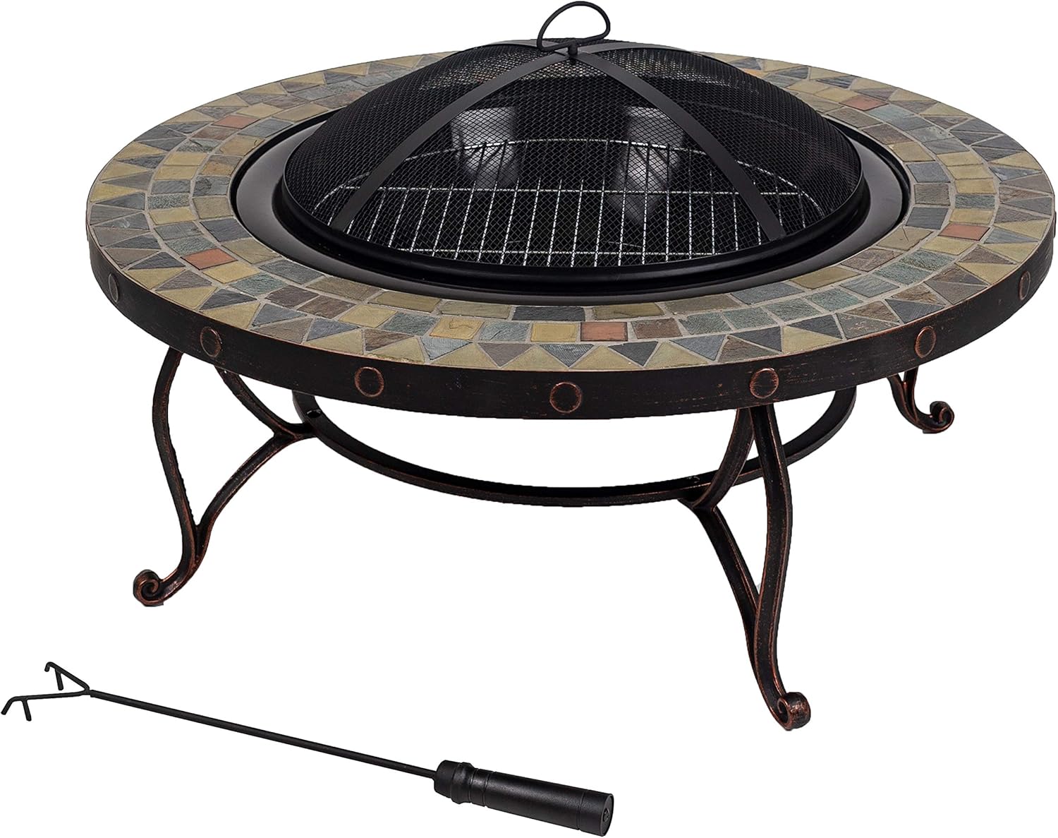 Amazon.com : Pleasant Hearth Juniper Slate Top Fire Pit : Patio, Lawn ...