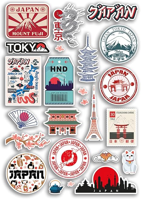 A4 Sticker Sheet Japan Vinyl Stickers - Japanese Landmarks City Beach ...