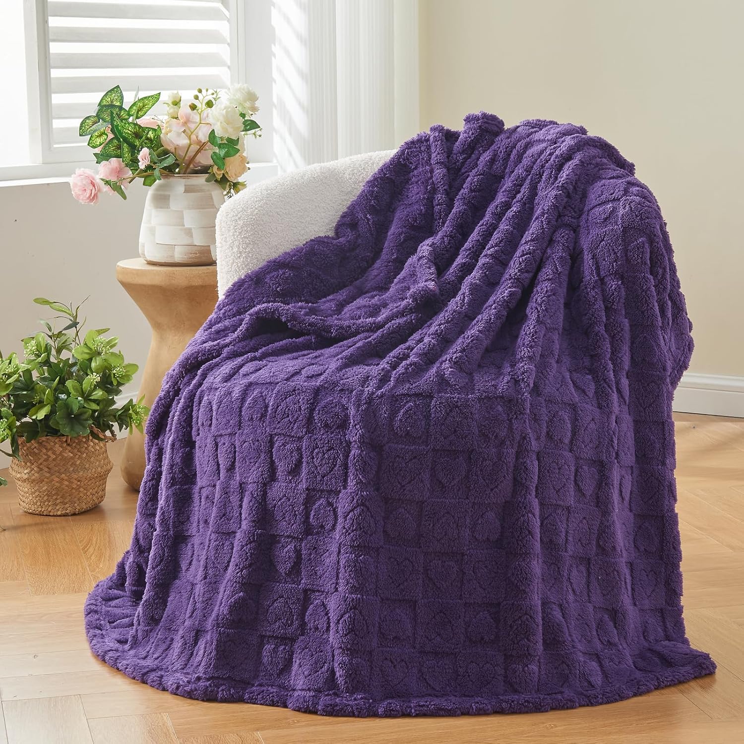 Amazon.com: NEWCOSPLAY Super Soft Throw Blanket Purple Premium Silky ...