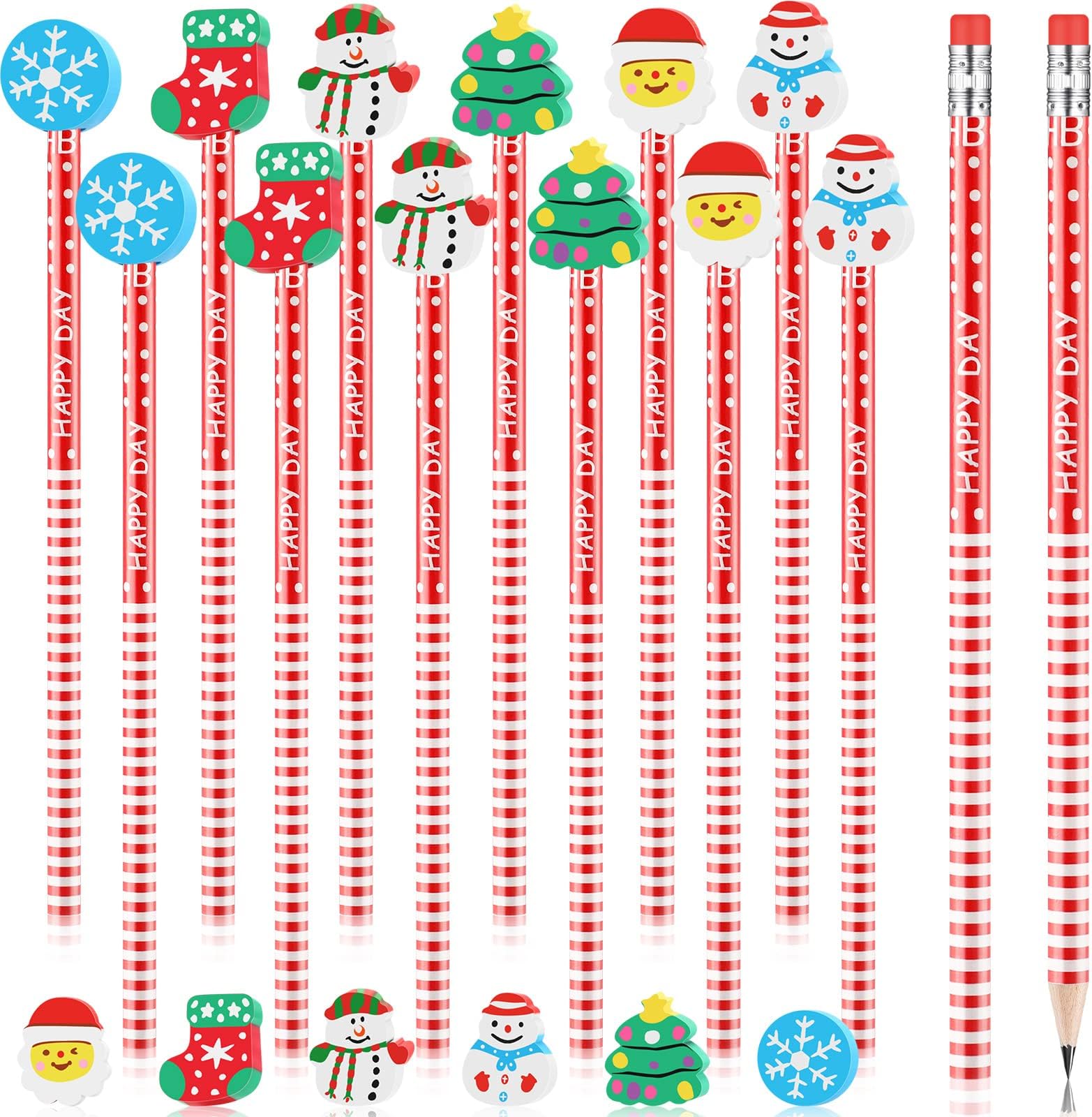 Amazon.com : 60 Pieces Christmas Pencils Bulk with Eraser Toppers ...