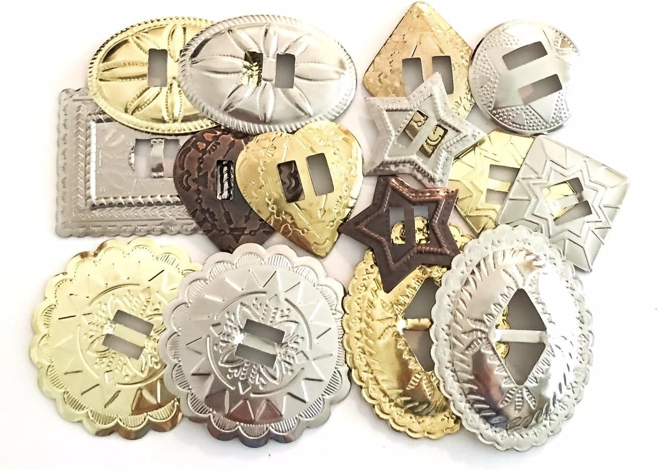 Amazon.com: Conchos Grab Bag! Big Mixed Sizes Slotted 50 Pcs