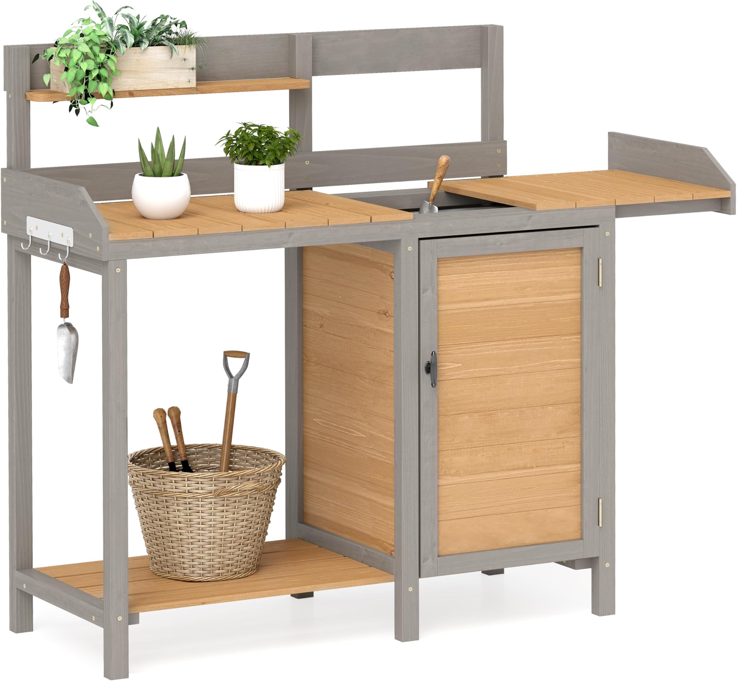 Amazon.com: PetalPine Outdoor Potting Bench & Wooden Gardening Work ...