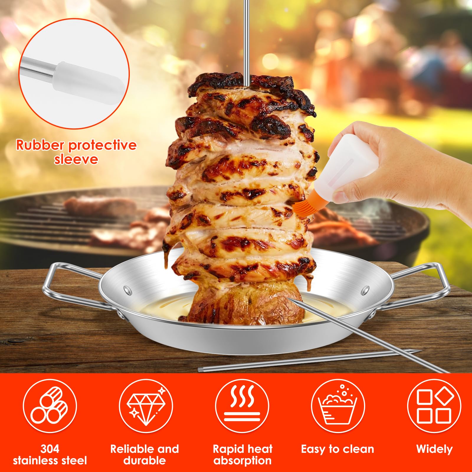 Rotisserie Grill Accessory Vertical Grill Skewer Set - Stainless Steel ...