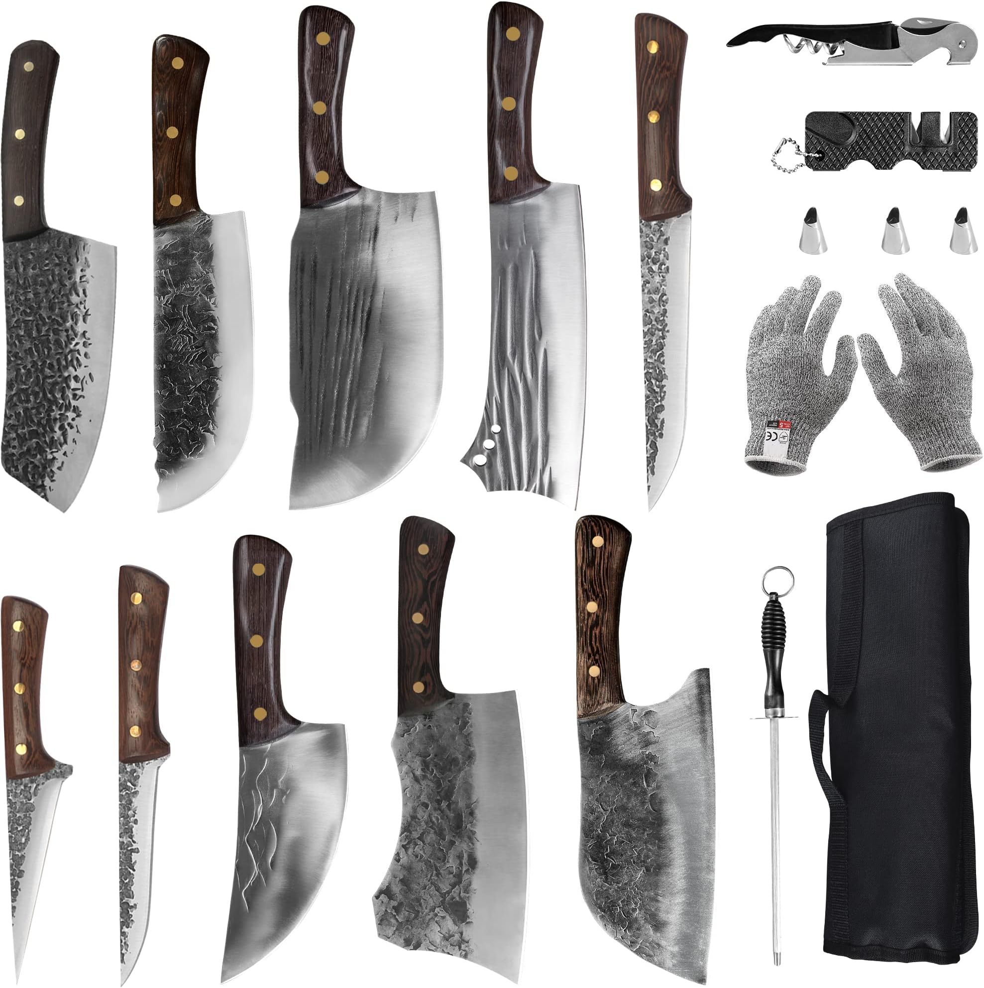 Amazon.com: DRGSKL Serbian Chef Knife Set, Hand Forged Butcher Knife ...