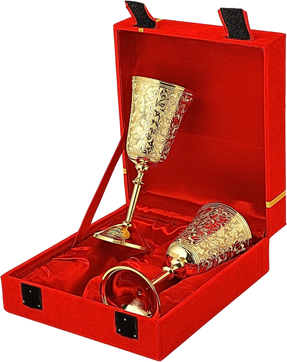 Amazon.com | 24K Gold Plated Chalice Goblets, Engraved Wedding ...