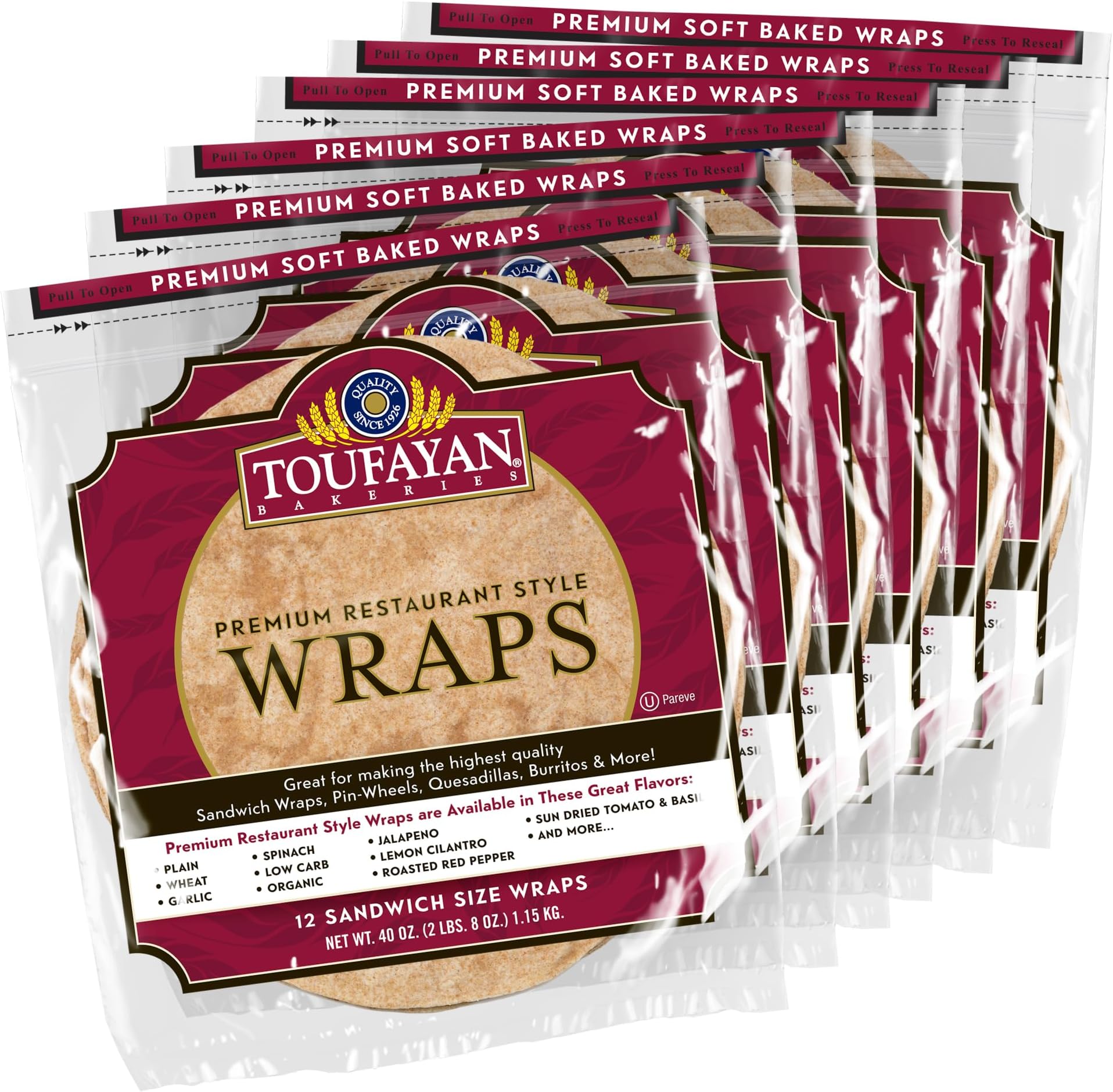 Amazon.com: Toufayan Wheat 12" Restaurant Style Wraps (Wholesale ...