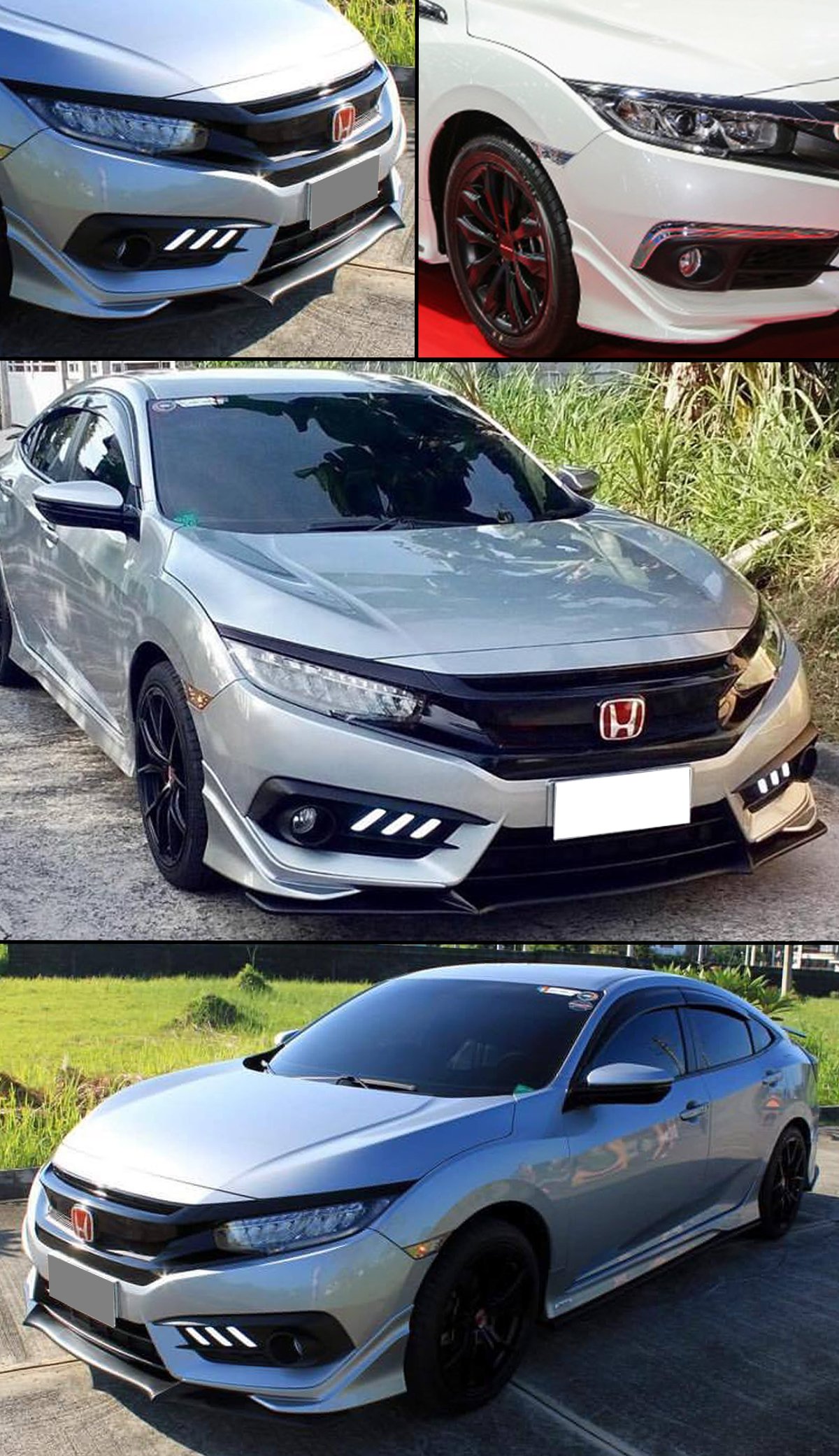 JDM Style Front Bumper Splitter Lip + JDM M Style Side Valance ...