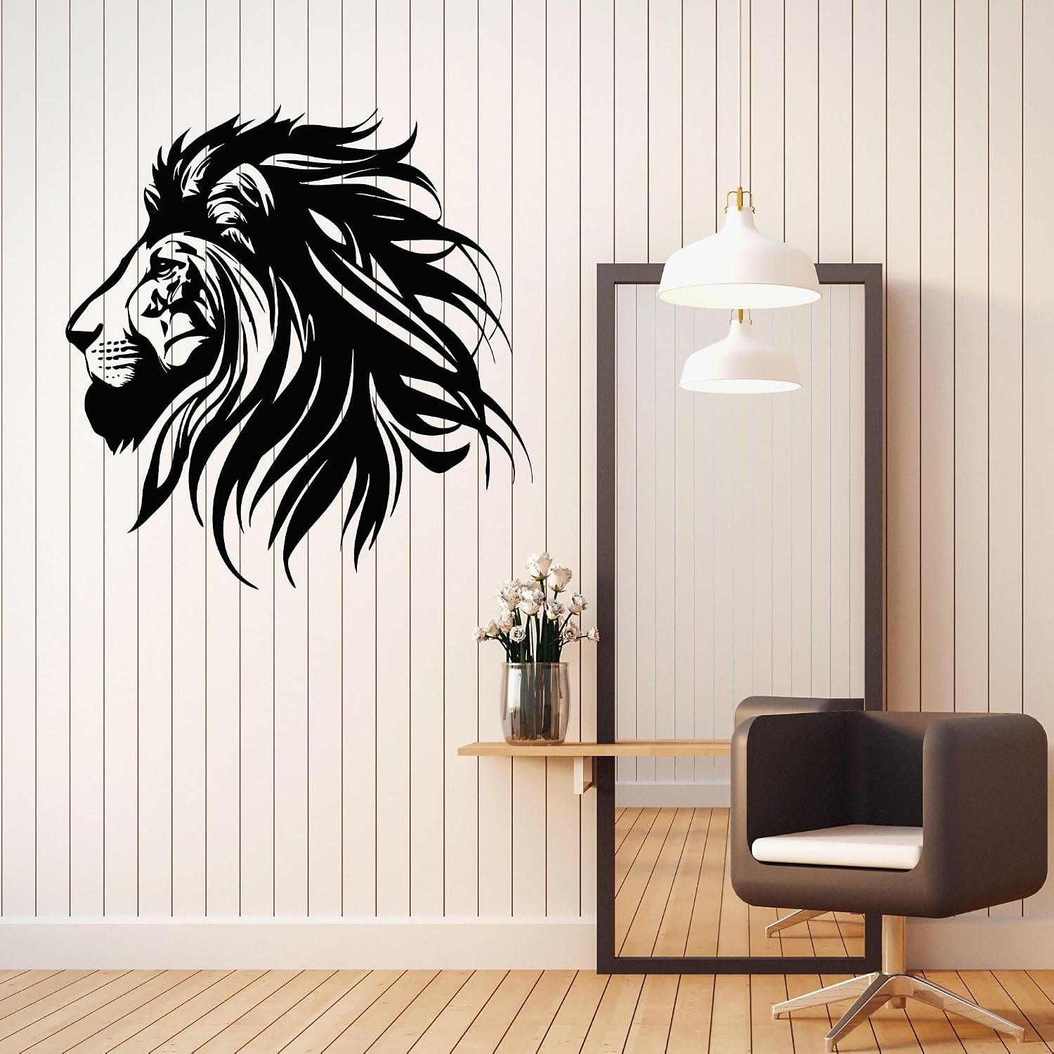 Amazon.com: Vinyl Wall Decal Lion Head in Profile Silhouette Wild ...