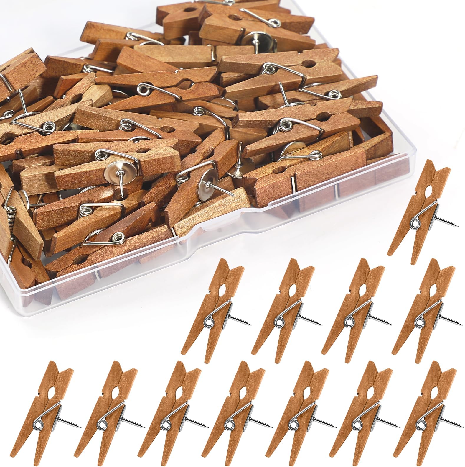 Amazon.com : 50pcs Black Wooden Push Pin Clips - Cute Decorative Push ...