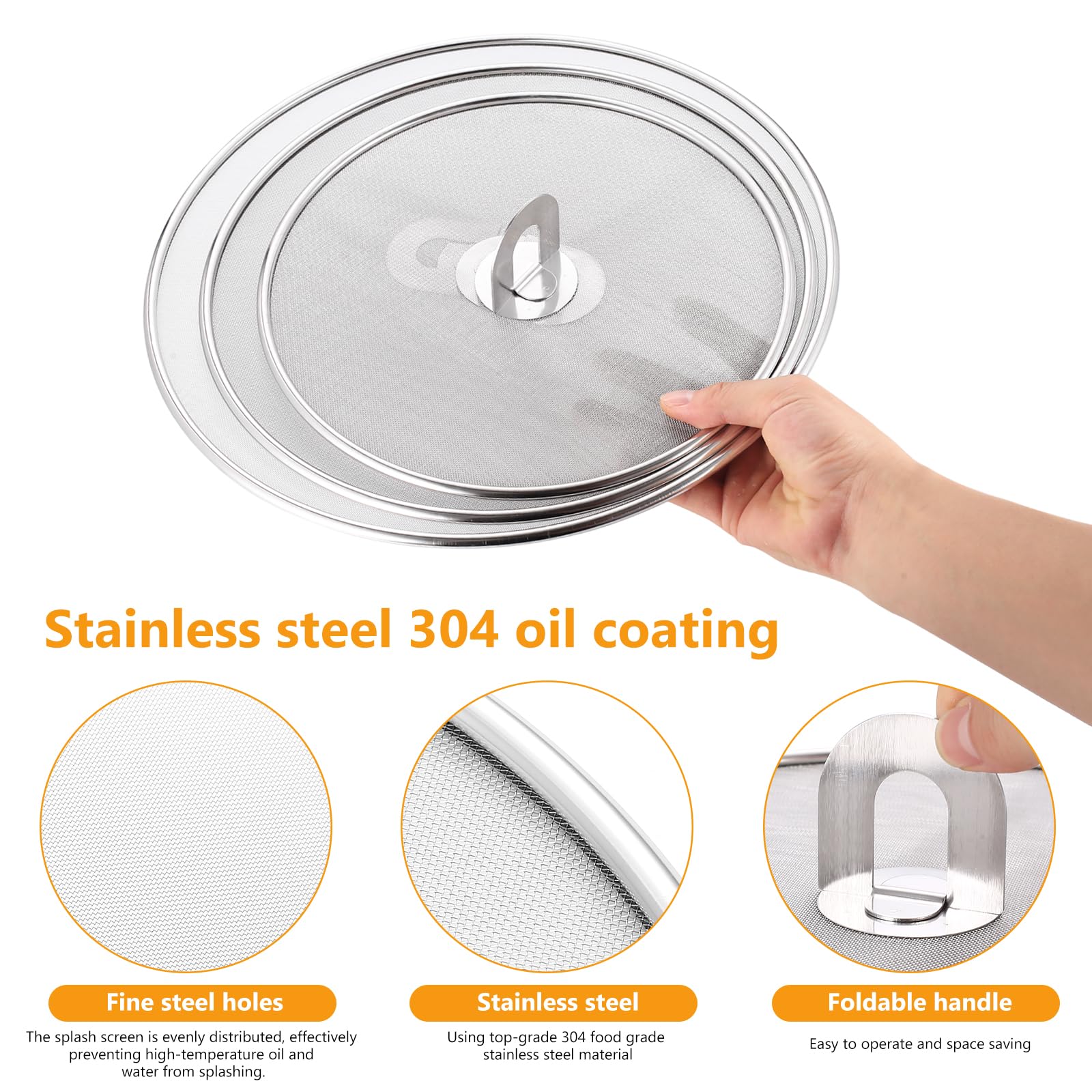 Cooking Splatter Screen Set 3-Piece Stainless Steel Splatter Guard Set ...