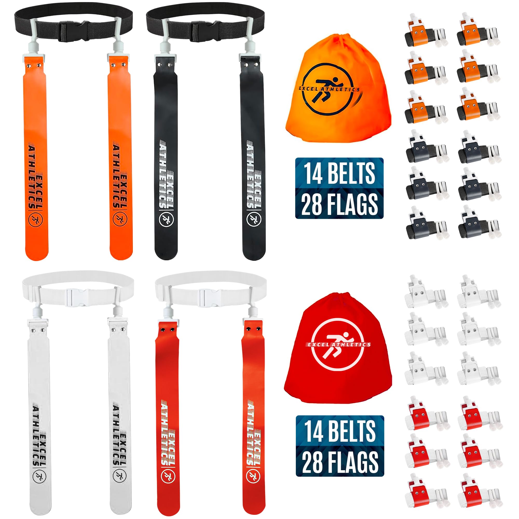 Amazon.com : Excel Athletics Adjustable Flag Football Multi-Set, 28 ...