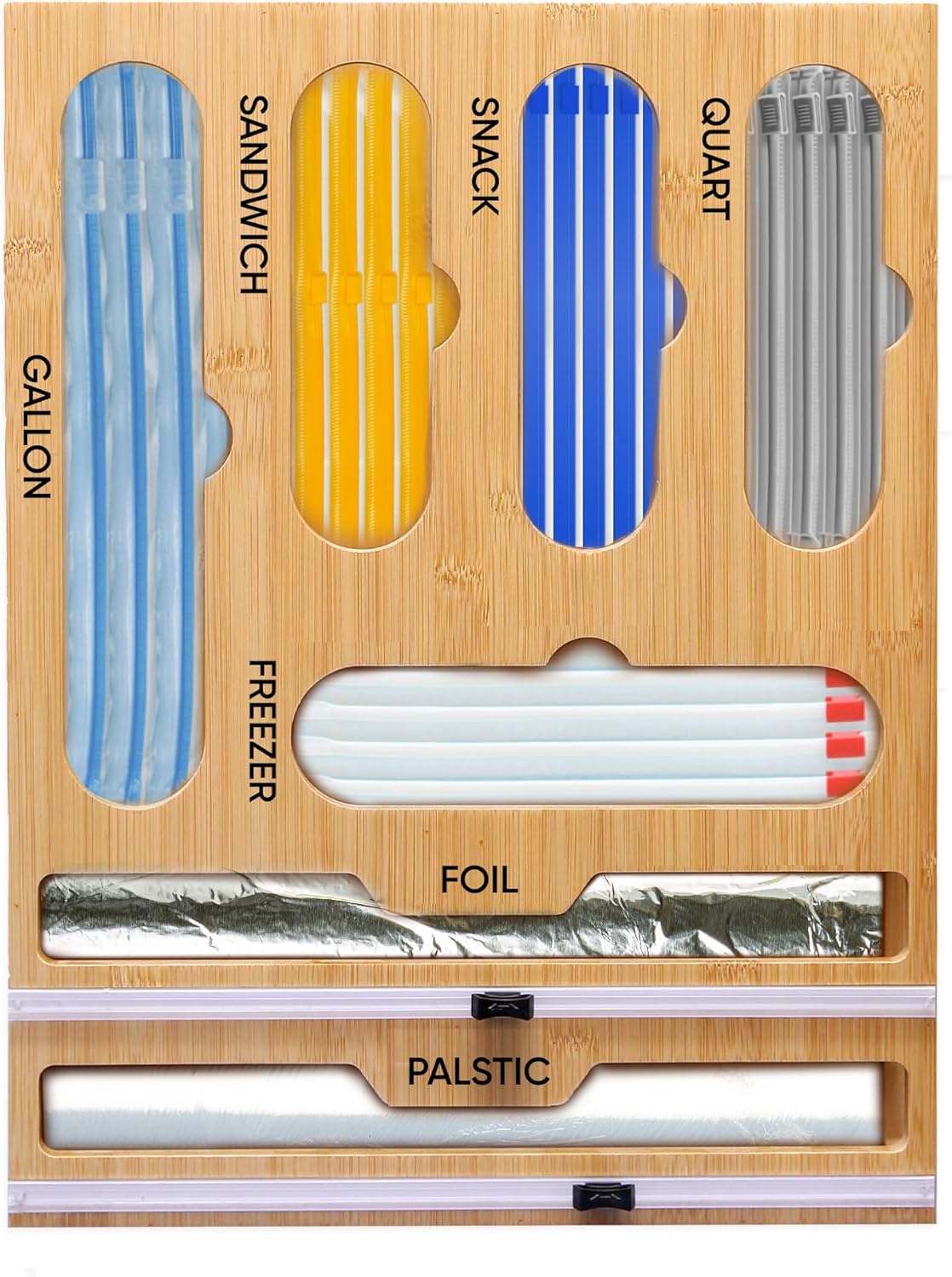 Amazon.com - B BAMBILY Bamboo Bag Organizer for Drawer, 7 in 1 Storage ...