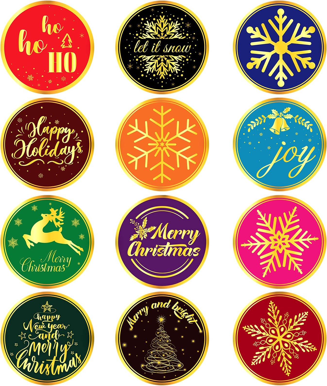 Amazon.com: 500 Pieces Merry Christmas Stickers Labels Roll, Round ...