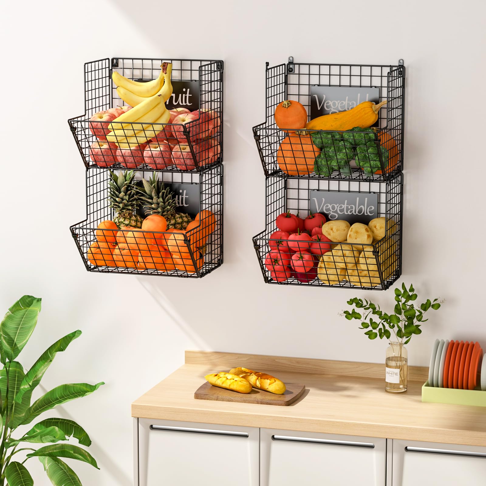 4 Tier Iron Wall Baskets