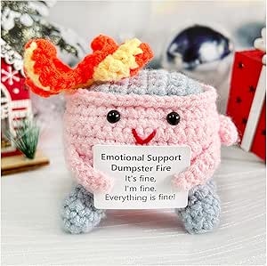 Amazon.com: Cute Crochet Dumpster Fire, Emotional Support Gift, Burning ...