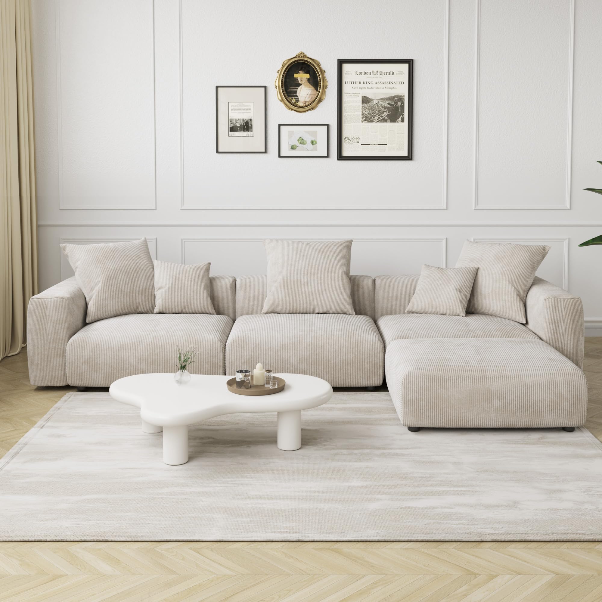 Amazon.com: JACH Sectional Couch with 5 Pillows, Luxurious Modular ...