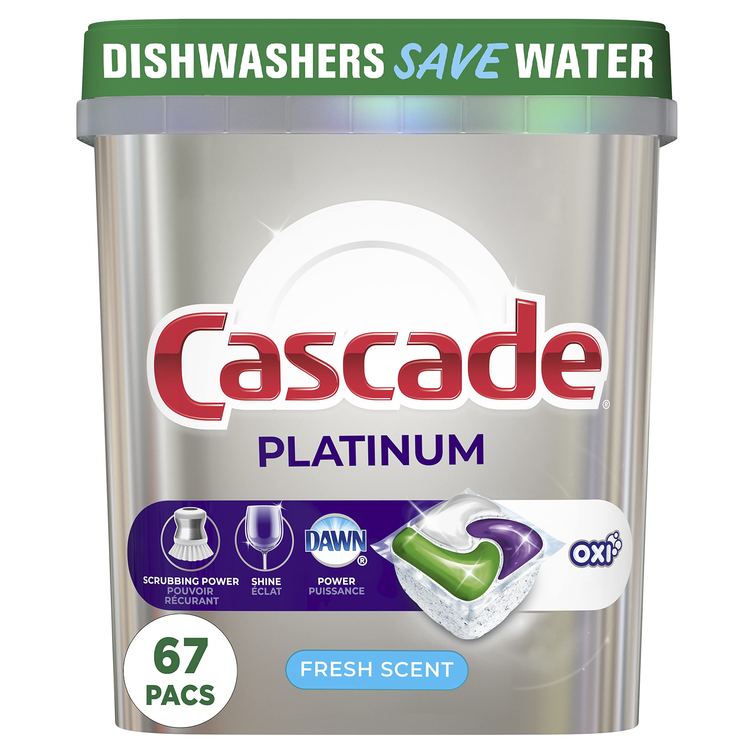 Cascade Platinum + Oxi ActionPacs Lot de 67 capsules pour lave ...
