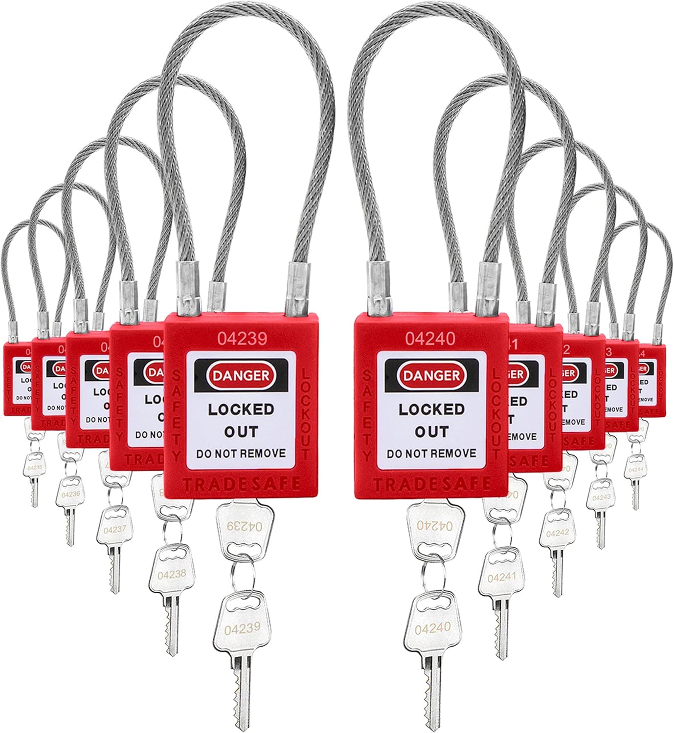 Amazon.com: TRADESAFE Lockout Tagout - Cerraduras de cable de acero con ...