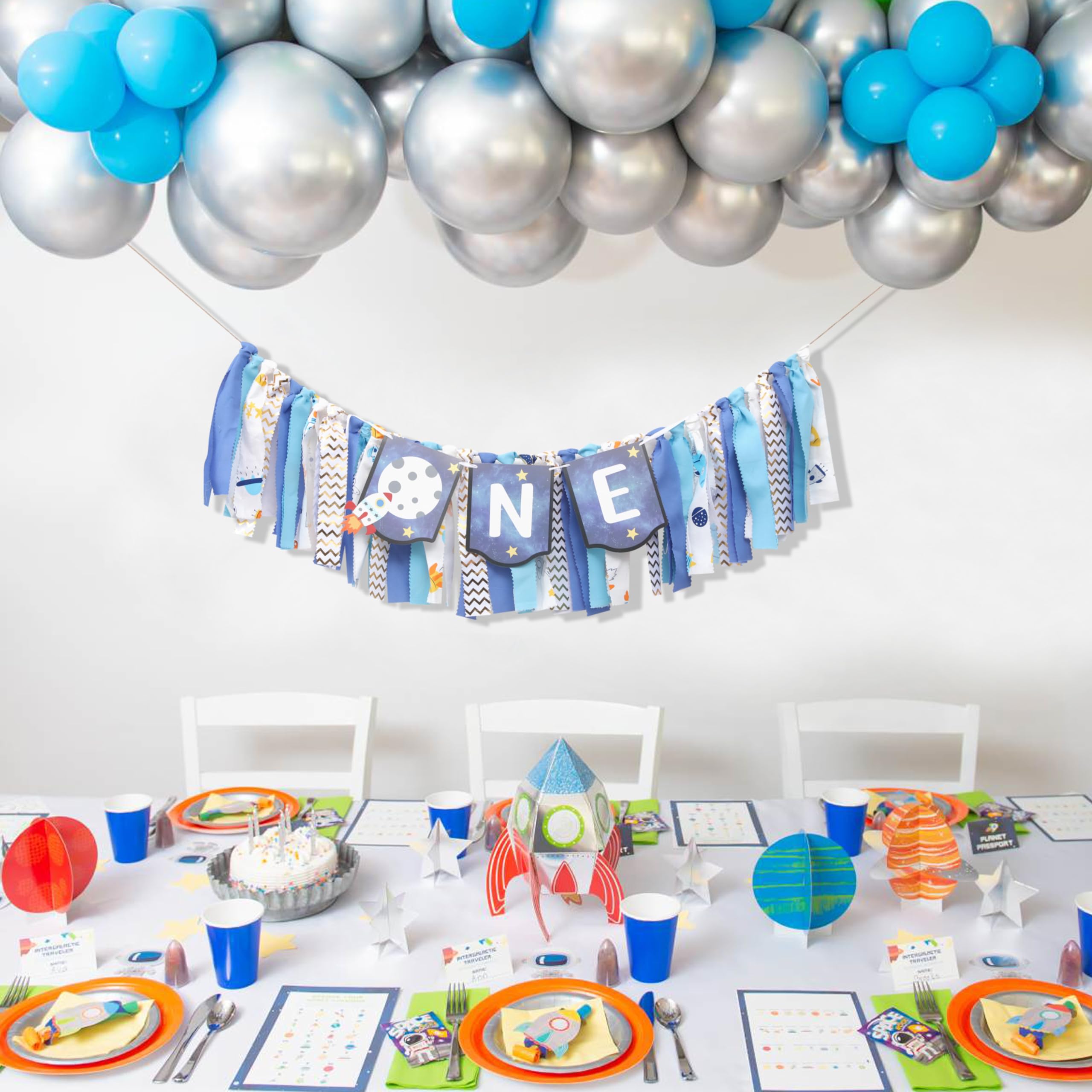 First Birthday Space Theme Outer Space High Chair Banner - Planets ...