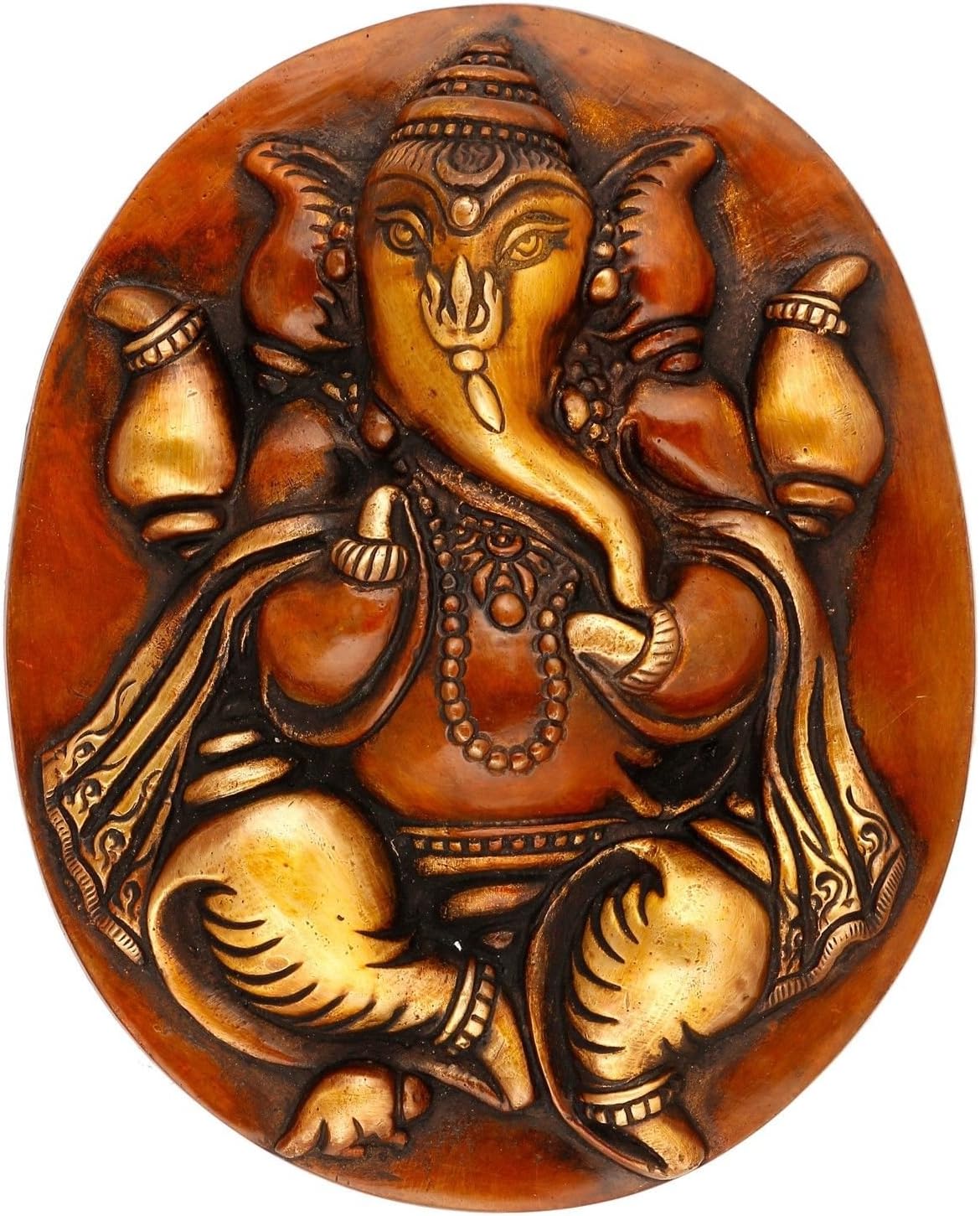 Amazon.com: God Ganesh Wall Sculpture, Metal Brass Wall Hanging ...