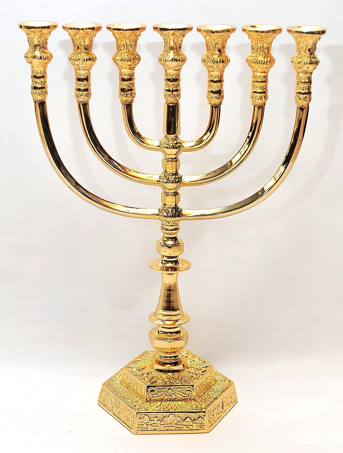 Amazon.com: Large Menorah Gold Plated from Holy Land Jerusalem H/36 x W ...