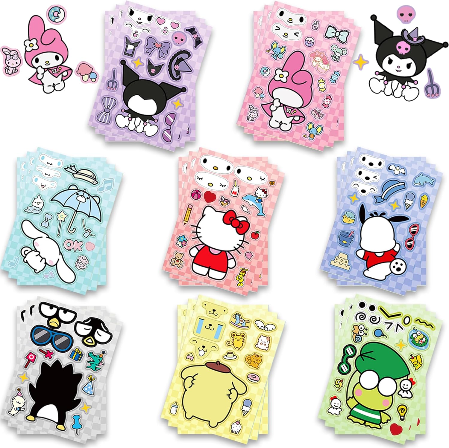 Amazon.com: 24 Sheets Cute Anime Make-a-face Stickers for Kids ...