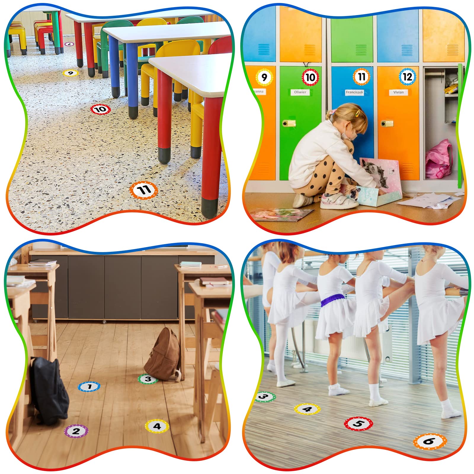 Snapklik.com : 58 Pcs 4 Inch Classroom Floor Dots Floor Stickers ...