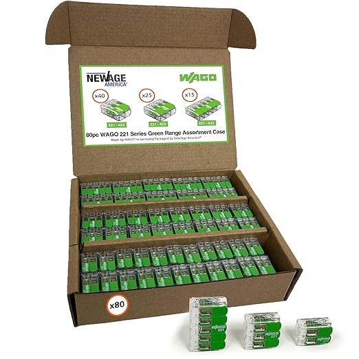 WAGO 221 Green Range Series 80pc Compact Splicing Wire Connectors ...
