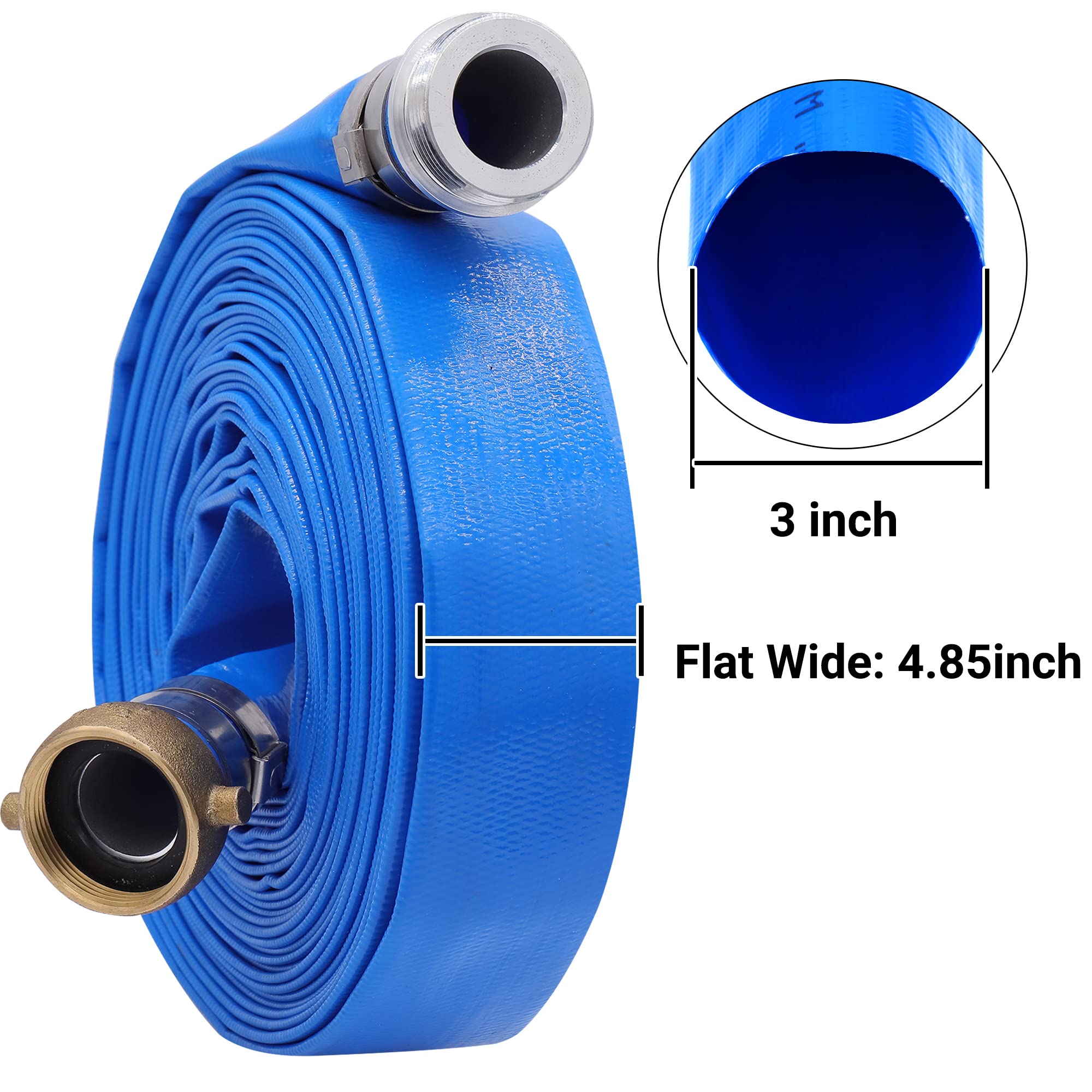 Snapklik.com : 3" X 50ft PVC Lay Flat Water Pump Discharge Hose