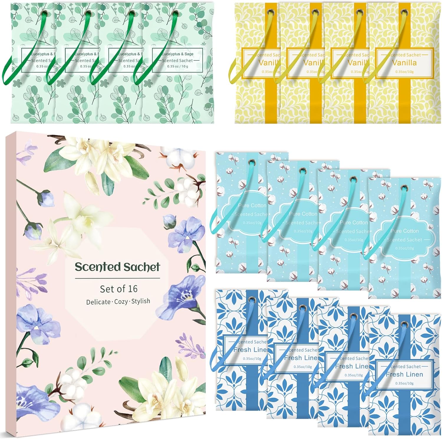 Amazon.com: LA BELLEFÉE Scented Sachets for Drawers and Closets, 16 ...
