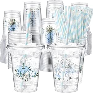Amazon.com: Pickmesh 50 Pcs Fall Baby Shower Party Plastic Cup 12 Oz A Little Pumpkin is On The ...
