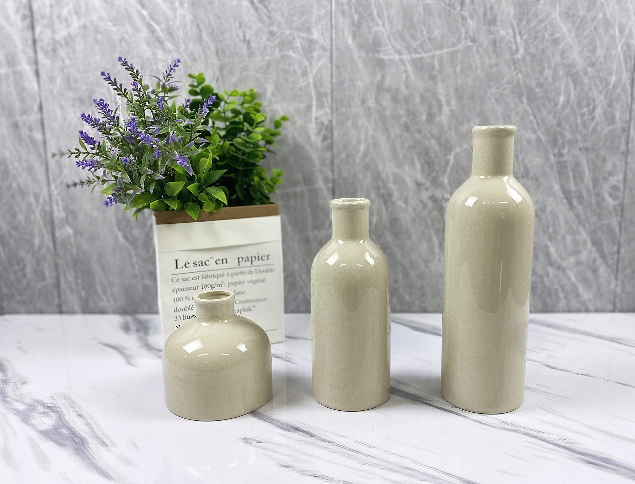 Amazon.com: Ceramic Vases for Home Decor 3 Piece Set, Vases for Decor ...