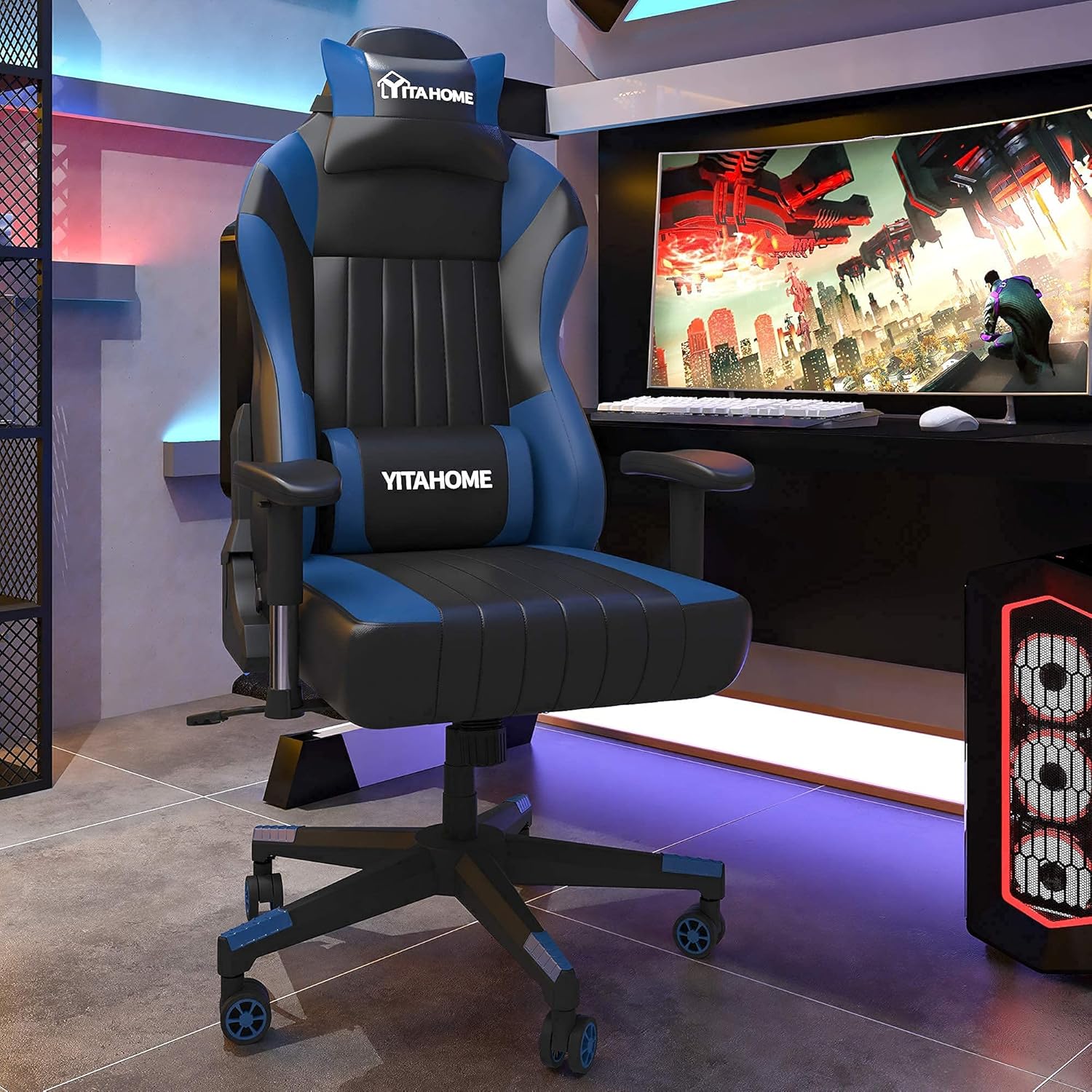YITAHOME Gaming Chair Extra Large Computer Chair PU Leather Ergonomic ...