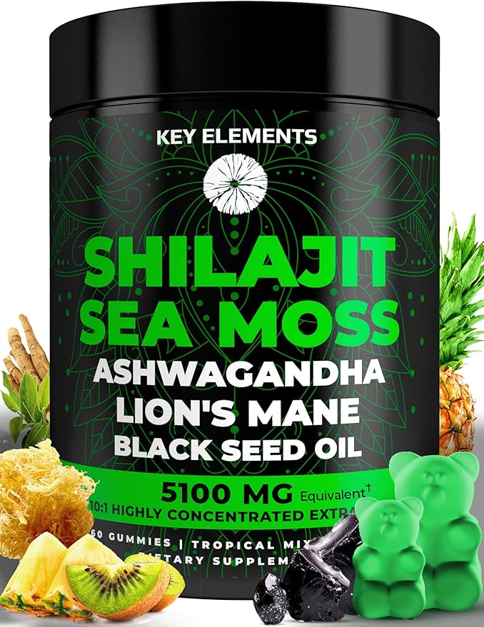 Amazon.com: Organic Shilajit Gummies with Sea Moss Gummies - Shilajit Supplement for Immune ...