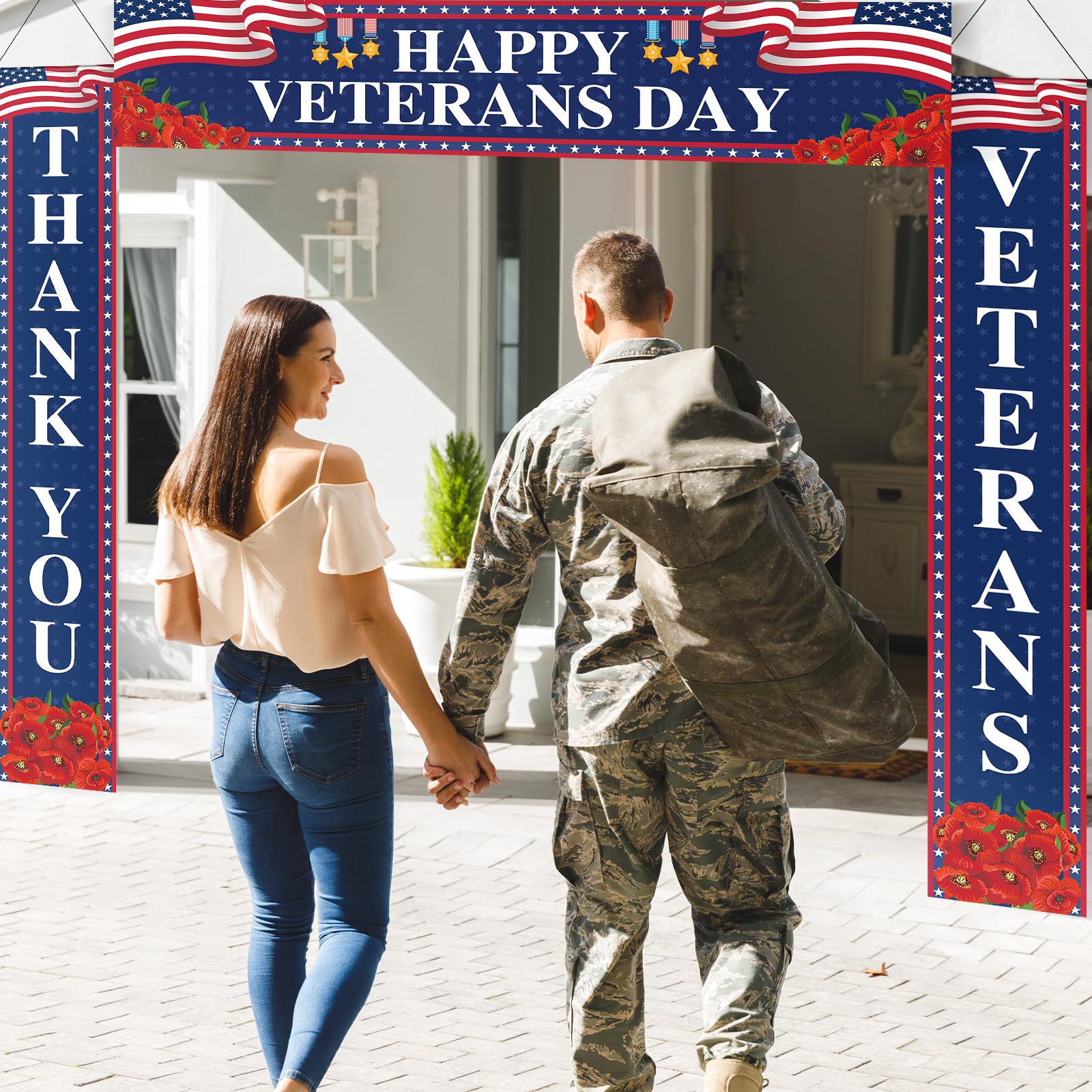 Snapklik.com : 3 Pcs Veterans Day Porch Banners Thank You Banner 4th Of ...
