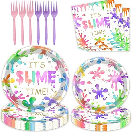 Amazon.com: 80 Pcs Slime Birthday Party Supplies Decoration, Colorful ...