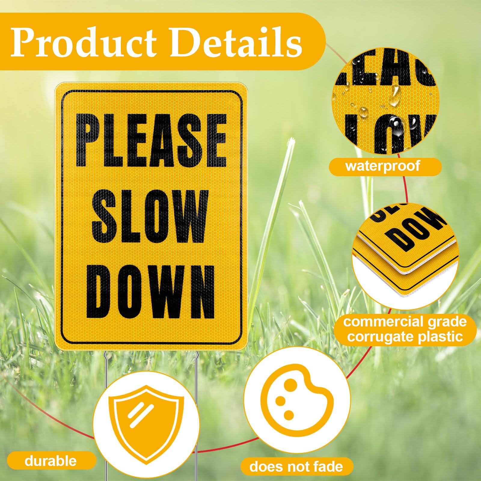 Snapklik.com : Colarr 4 Pcs Please Slow Down Signs