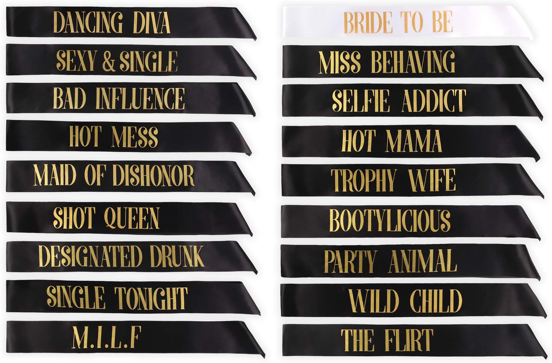 Amazon.com: POP FIZZ DESIGNS Bachelorette Sash Set (18 pcs) 1 White ...