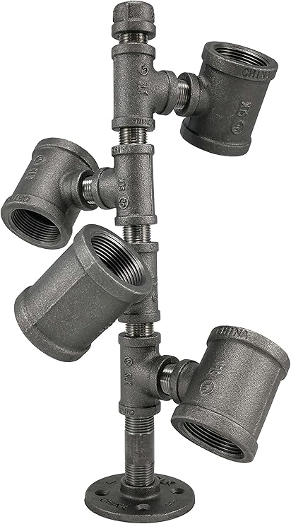 Amazon.com: Rustic Industrial Pipe 4 Bottle Wine Rack by Pipe Decor ...