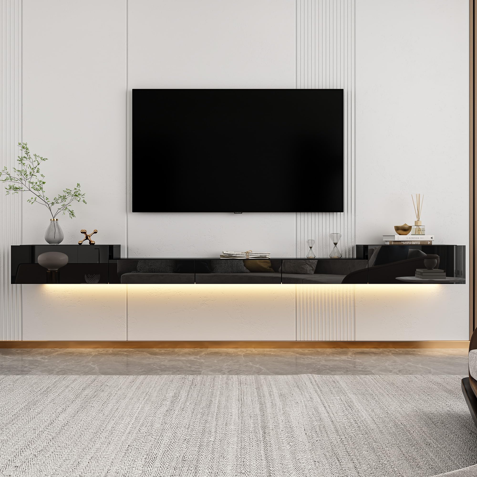 Amazon.com: Homsee Length & Shape Adjustable Floating LED TV Stand for ...