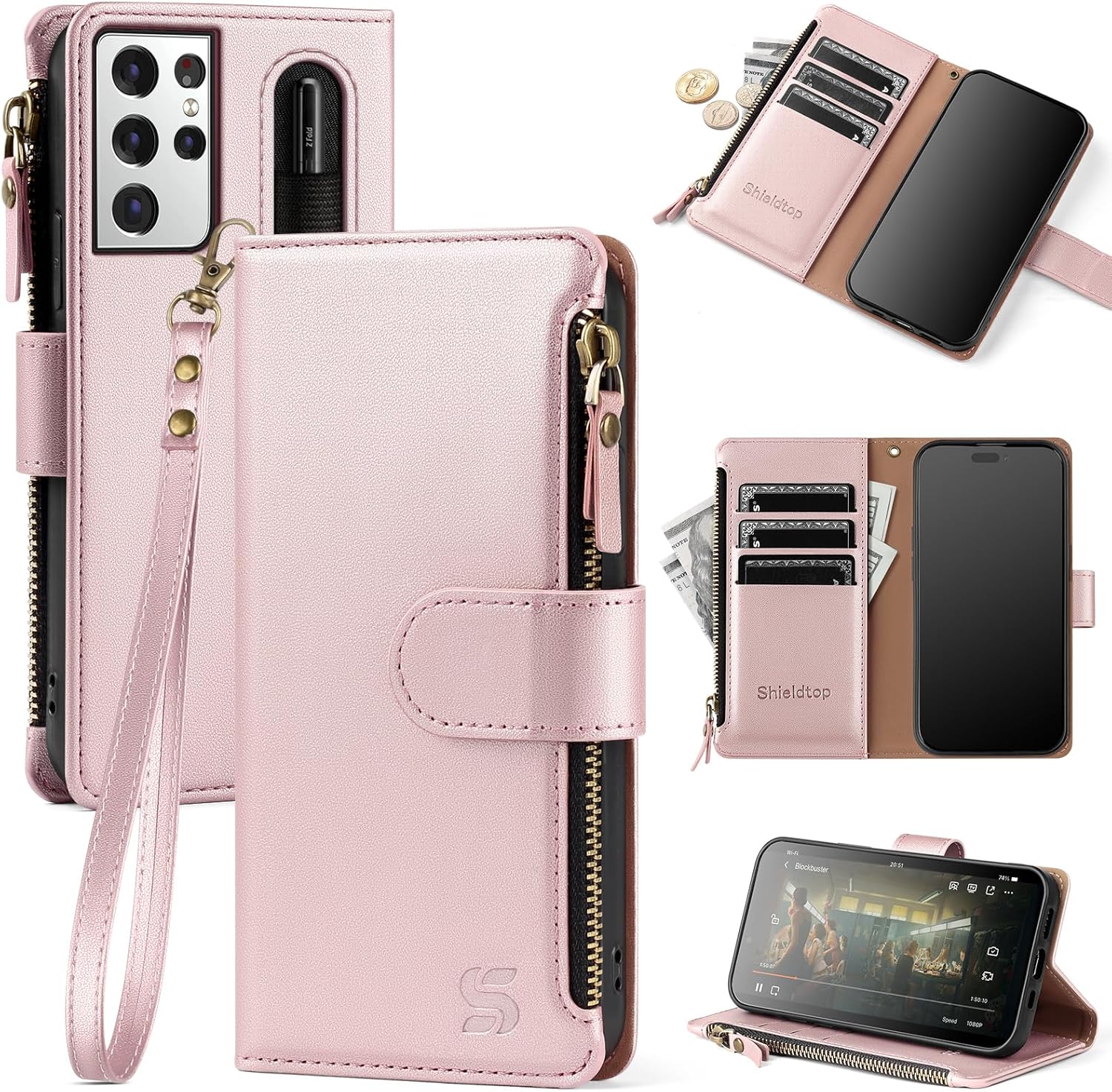 Amazon.com: Shieldtop for Samsung Galaxy S21 Ultra 5G Wallet Case,Galaxy S21 Ultra Phone Case PU ...