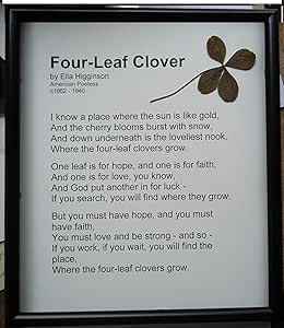 TOPPCO Poem Art Print ~ Real 'FOUR-LEAF CLOVER' by ELLA HIGGINSON c1862 ...