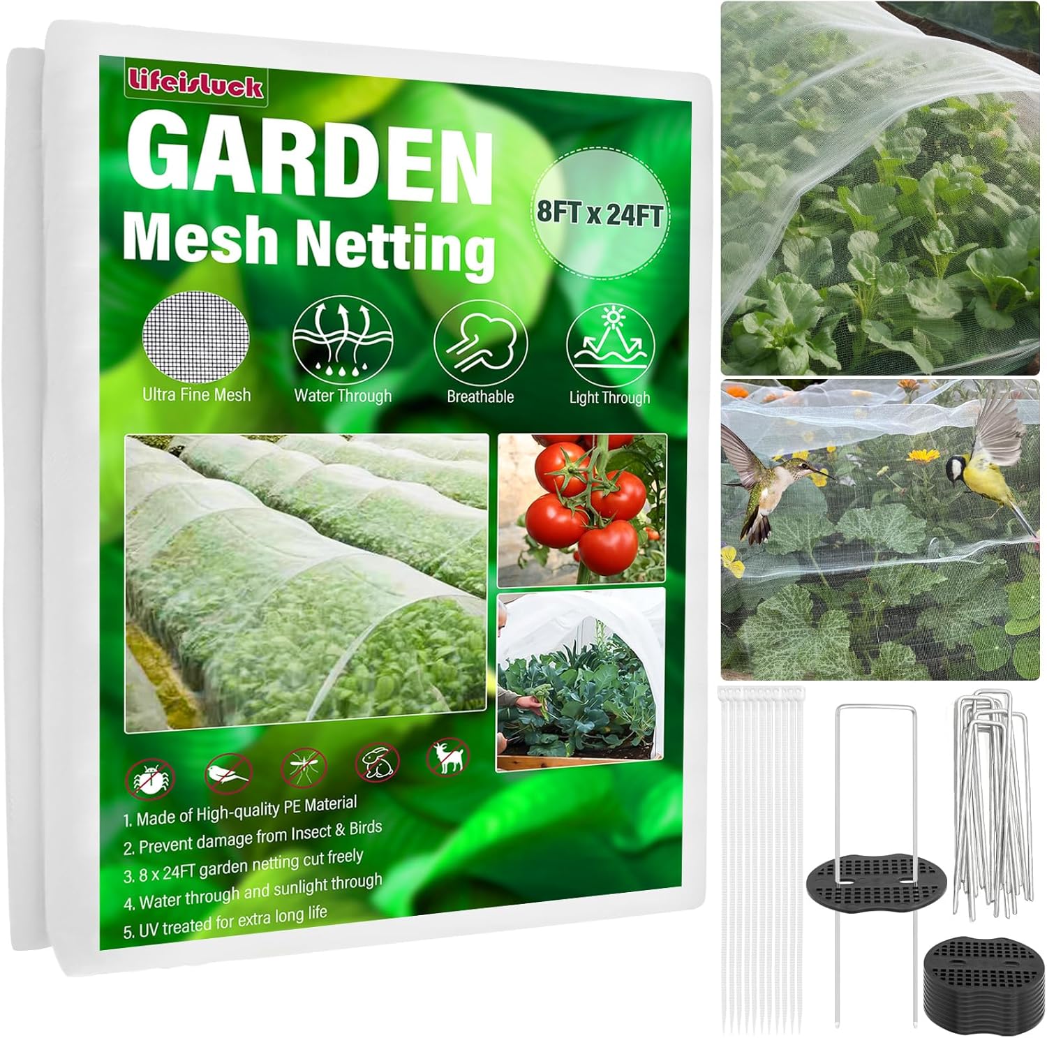 Amazon.com : Garden Netting 8 x 24Ft Plant Covers Ultra Fine Plant ...