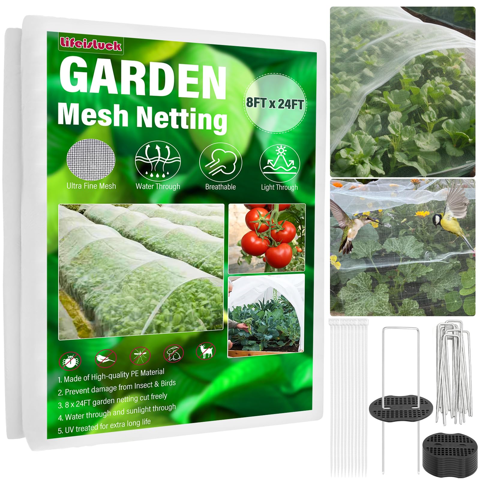 Amazon.com : Garden Netting 8 x 24Ft Plant Covers Ultra Fine Plant ...