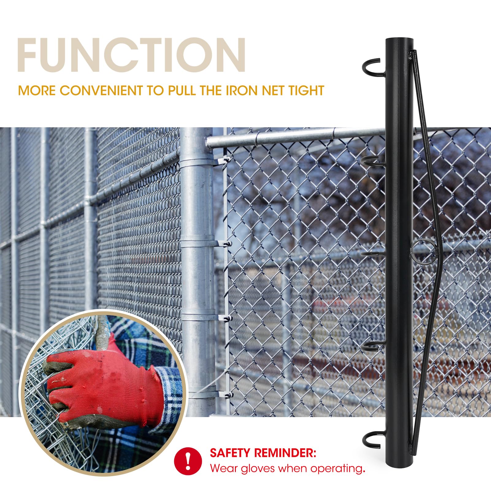 Snapklik.com : Black Steel Chain Link Fence Stretcher - 32"