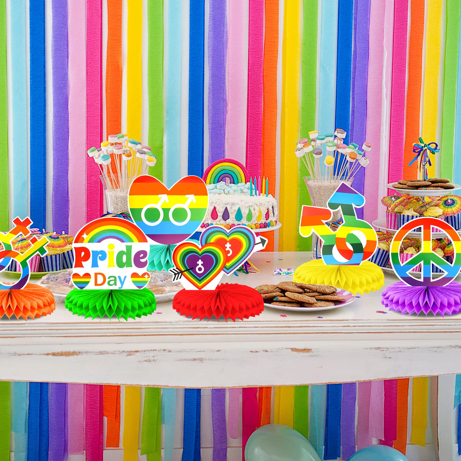 Rainbow Themed Centerpieces