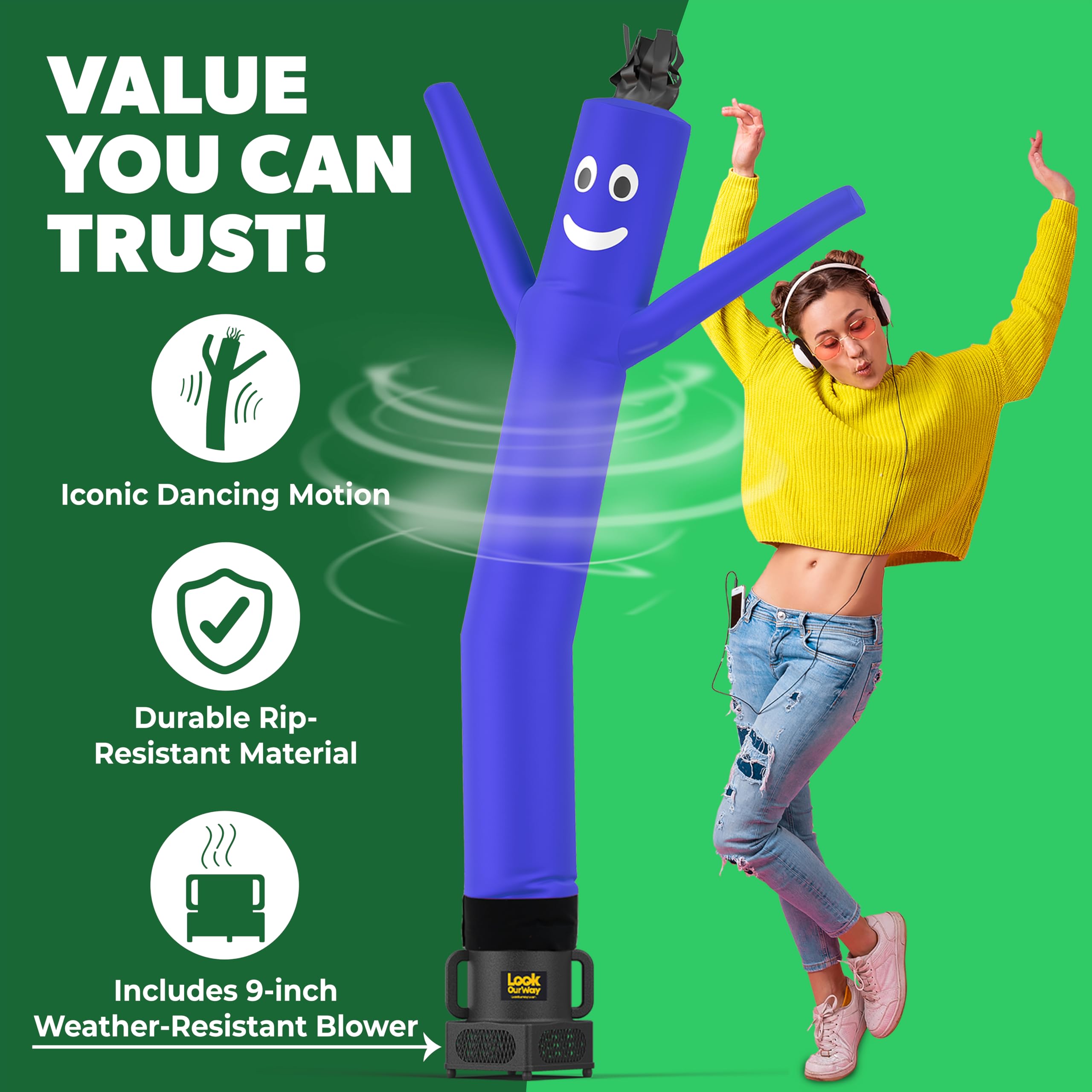 20 Foot Wacky Waving Tube Man With Blower 20ft Air Dancer Inflatable ...